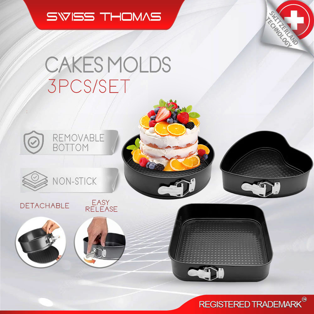[Shopee Choice] Swiss Thomas One set/3pcs Cake Mould Bakeware Baking Pan Removable Bottom Spring ...