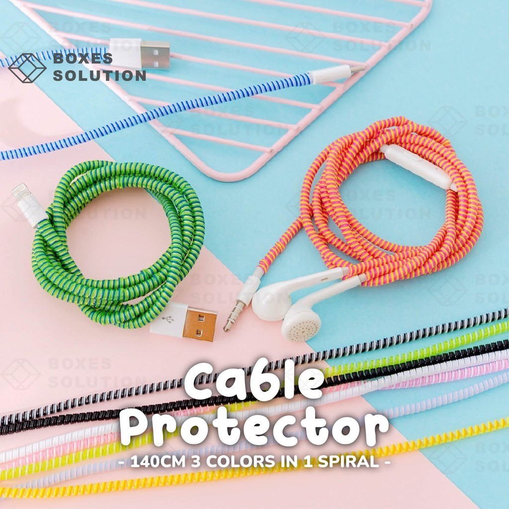 VBS READY STOCK #1.4M Cable Protector Wrapper Headphone Wire Charging ...