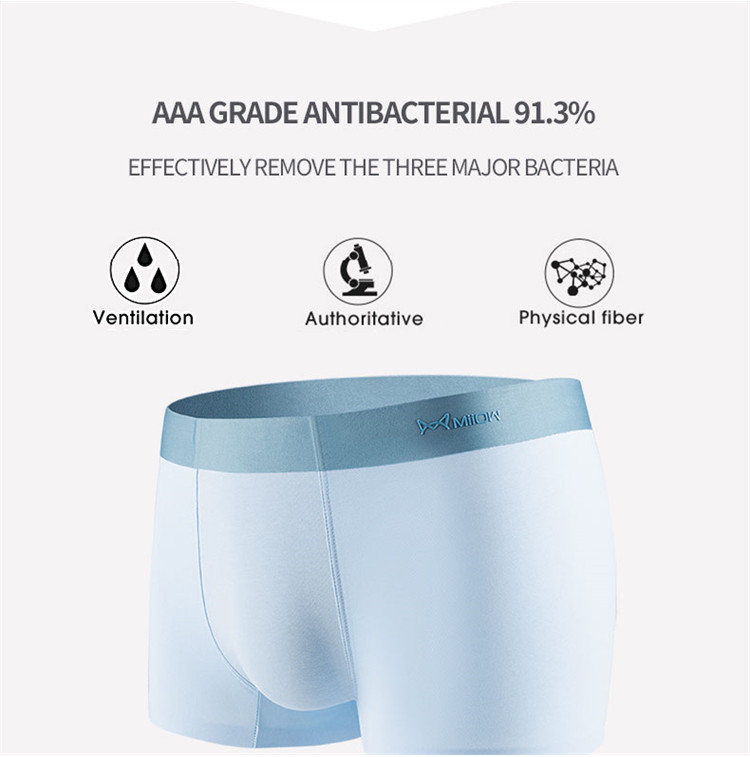MiiOW 4Pcs Organic Cotton Men Boxers Antibacterial Innerwear Man Underwear Seamless Breathable ...