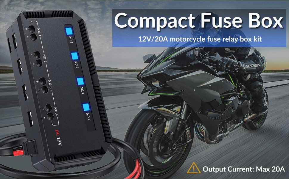 20A Motorcycle Fuse Block with Relay Box Kit Automotive Fuse Block with ...
