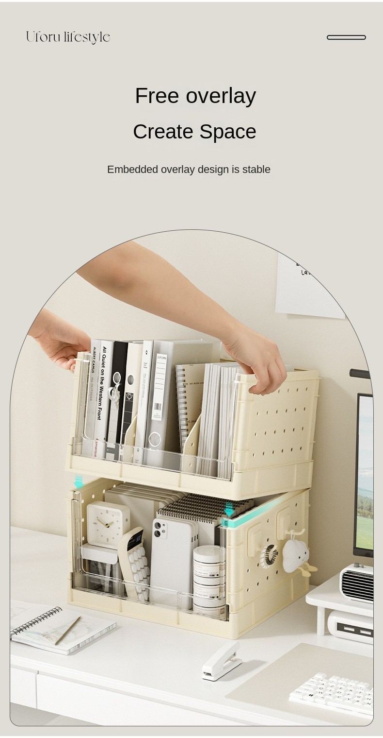Desktop Foldable Book Board Shelf, Office Work Position Storage Box ...