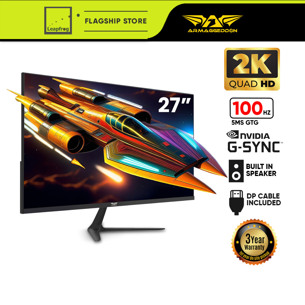 Armaggeddon 2K QHD 27" 100Hz IPS Panel Flat Screen Gaming Frameless ...