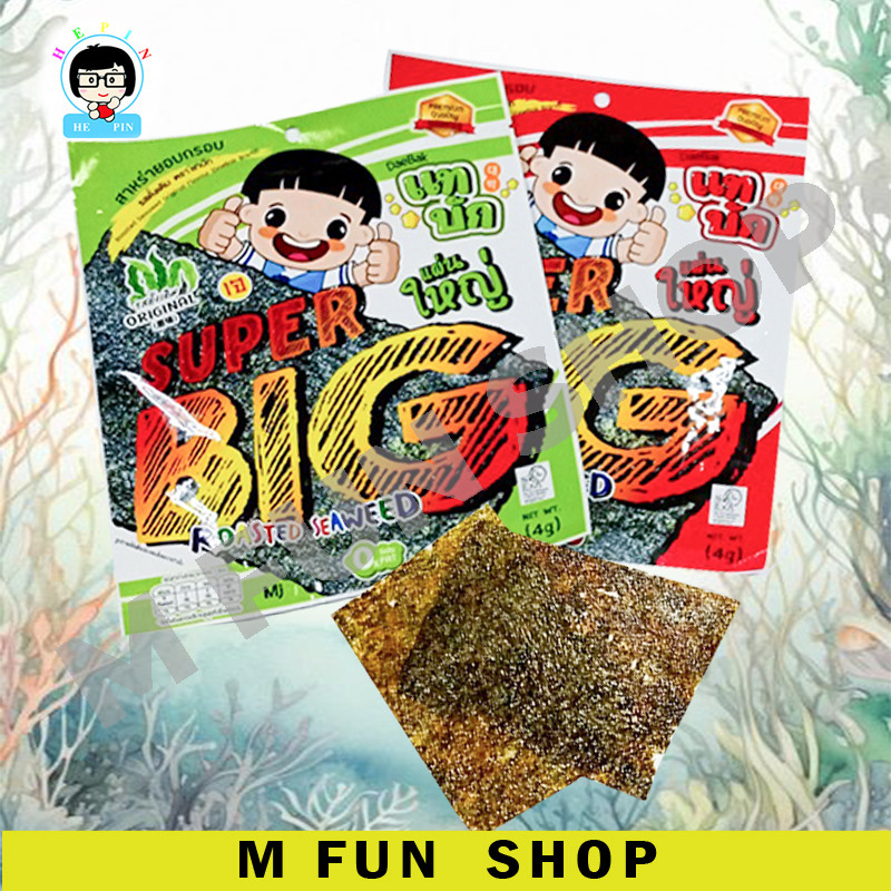 *Packet* 12 Pcs Super Big Roasted Seaweed Sheet Original / Spicy (± 4G ...