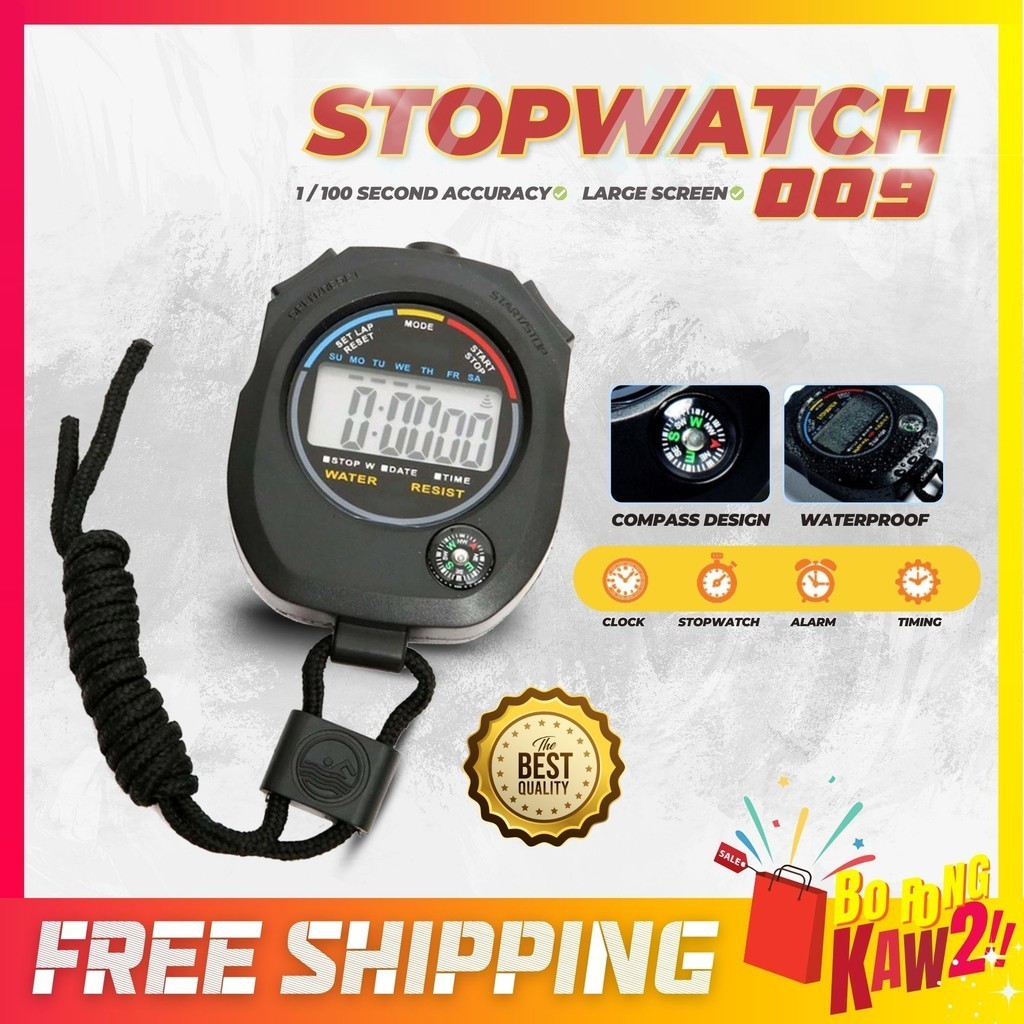 009 Sport Stopwatch Waterproof Digital LCD Timer Counter Accurate ...