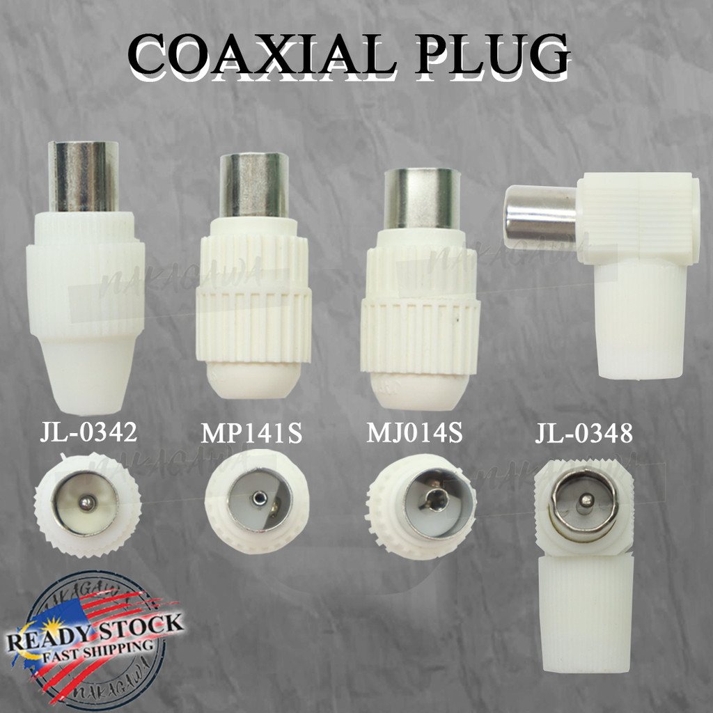 EST JAPAN COAXIAL PLUG MALE / FEMALE CONNECTOR / L TYPE CONNECTOR TV ...