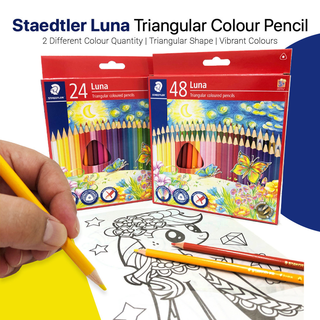 Staedtler Luna Triangular Colour Pencil 24 48 Gold & Silver Color (BOX ...