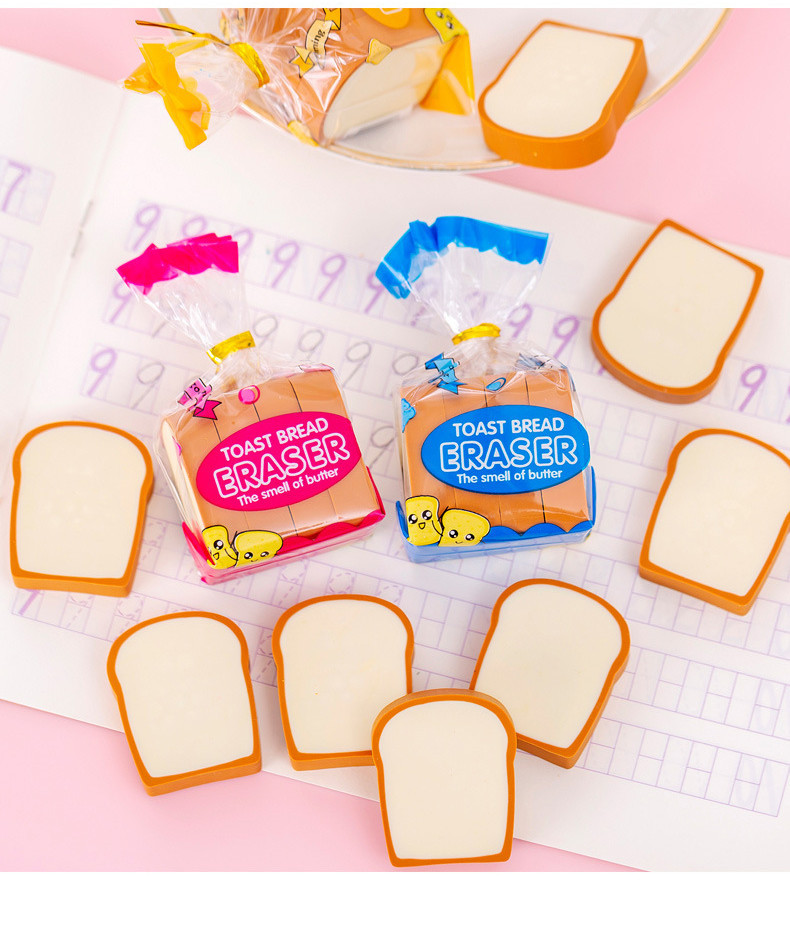 4 Pieces/set, Creative and Cute Toast Bread Eraser Toast Shaped Student ...