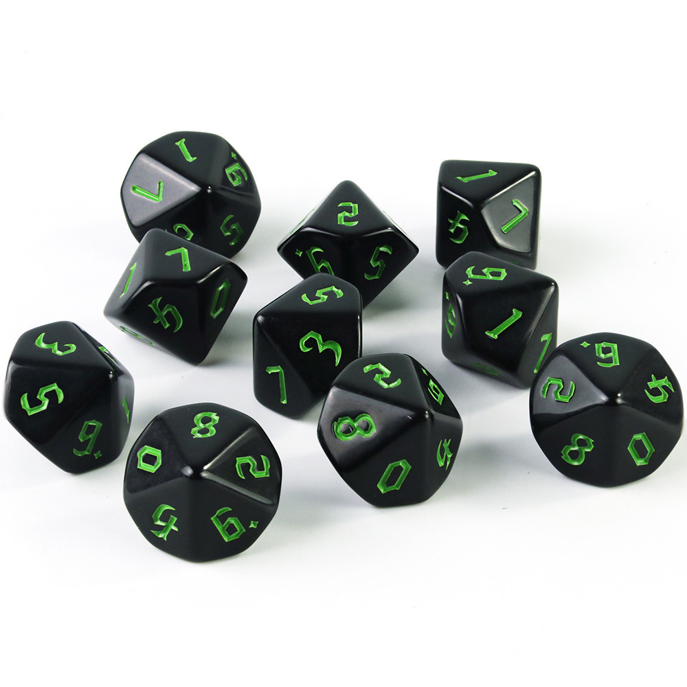 10pcs Polyhedral Dice D10(0-9) Dice Set for TRPG DND Games DIY Board ...