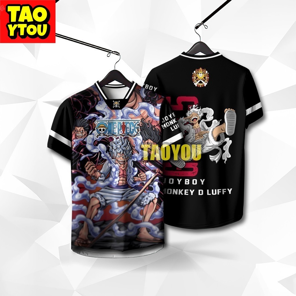 Ice Blue Flame ONE PIECE Retro Collar Baju Viral Thailand Jersey ...