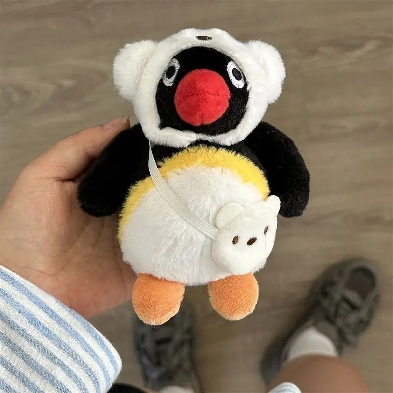 Cute Pingu Keychain Plush Pingu Doll Cartoon Holding Fish Keyrings Gift ...