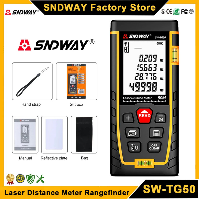 SNDWAY Laser Distance Meter Digital Tape Measure Laser Rangefinder with ...