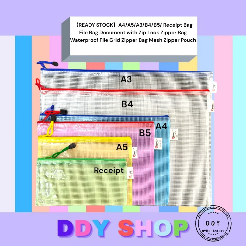 【READY STOCK】File Bag Document with Zip Lock Zipper Bag Waterproof File ...