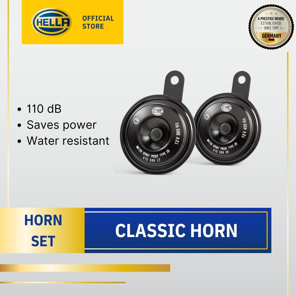 HELLA Classic Horn Set 12V for passenger cars 110dB dual tone 3AM 012 ...