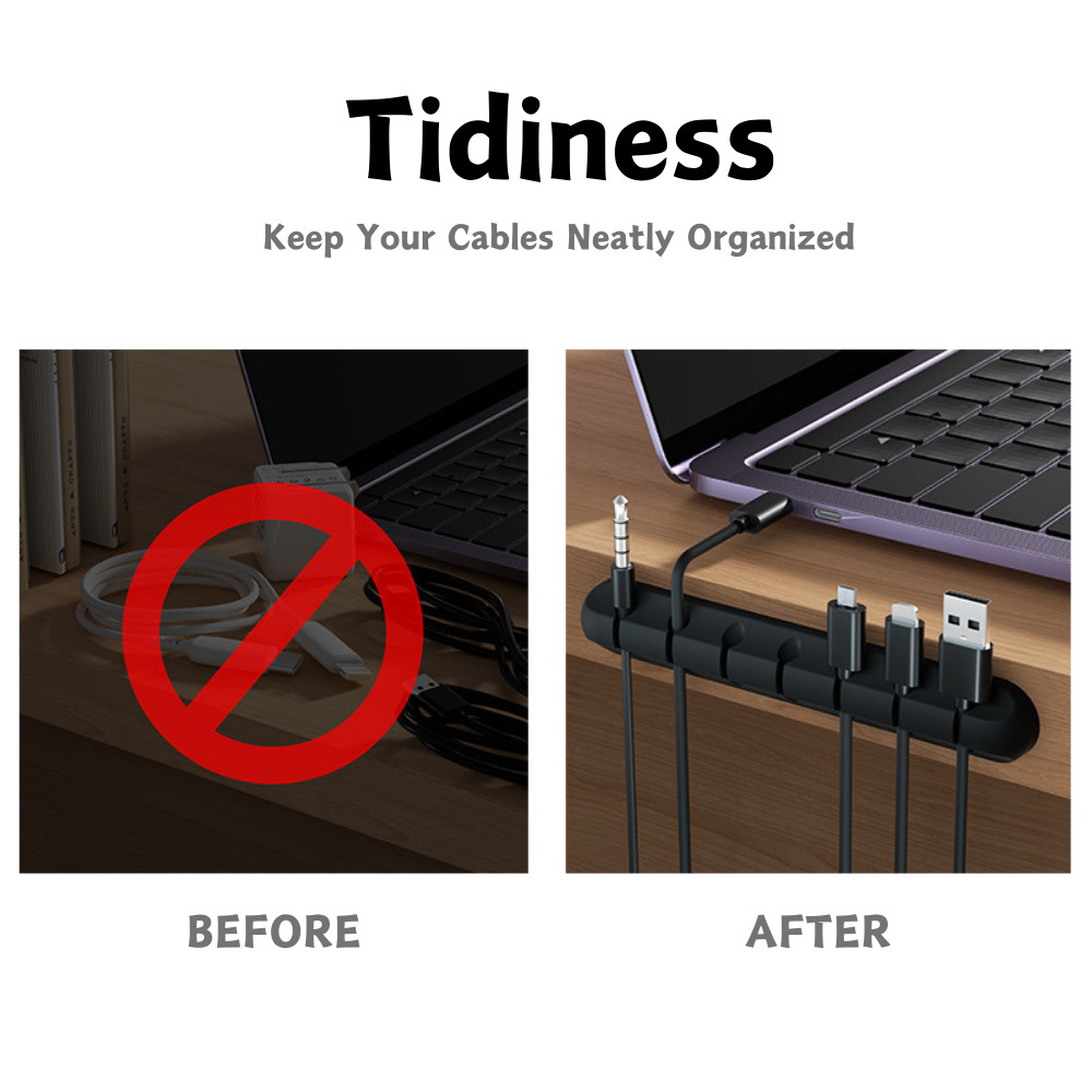 Silicone Cable Organizer Clip Table USB Cable Holder Charger Winder Desktop Tidy Management ...