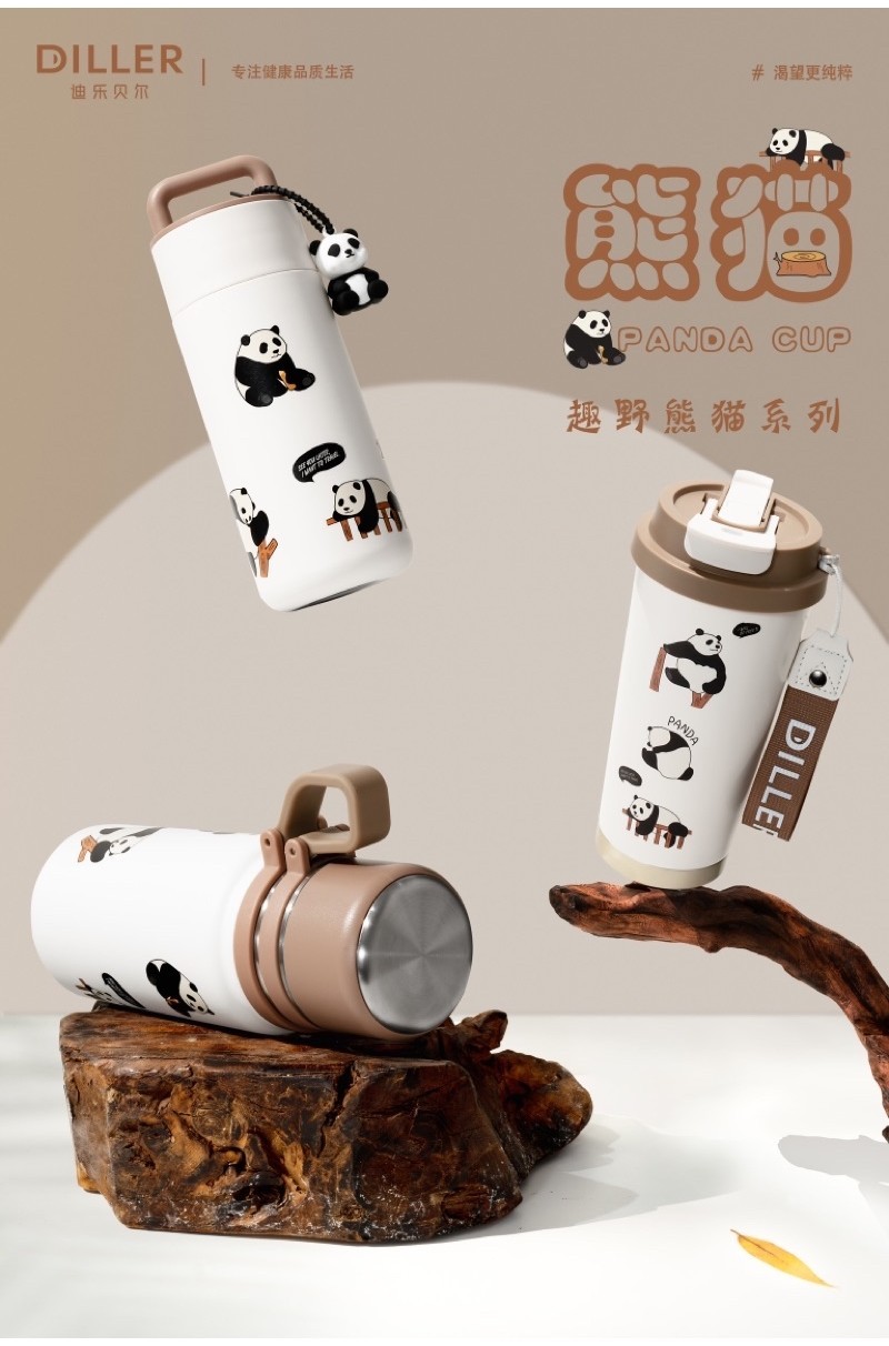 Diller Botol Air Jus Budak Panda Khaki SUS316 Stainless Steel Thermo ...