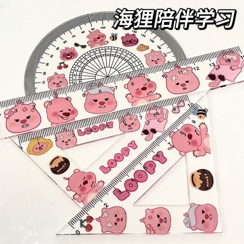 4Pcs/Set Capybara Anime Kawaii Cartoon Ruler Set Cute Stationery ...