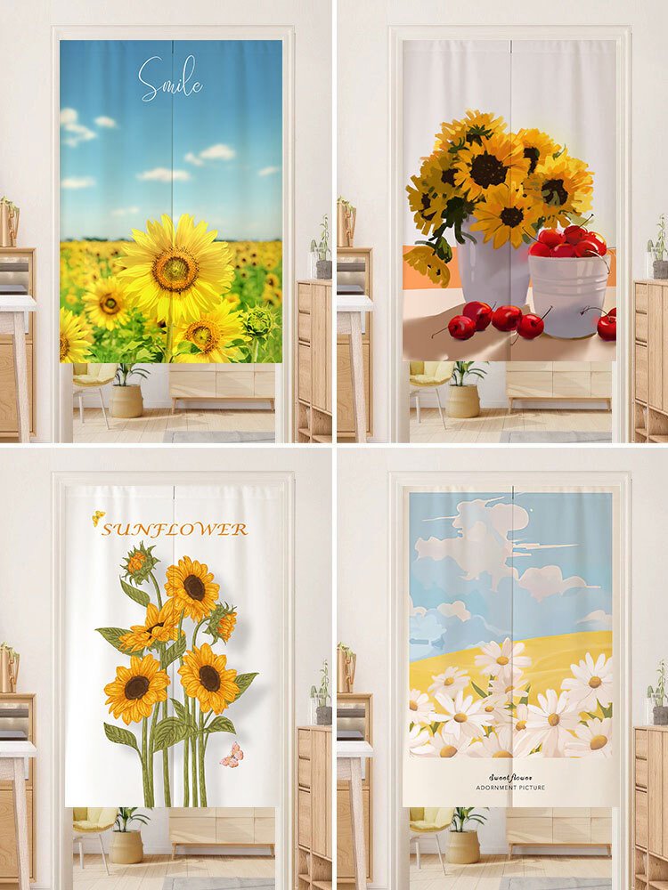 Sunflower Door Curtain Partition Curtain Bedroom Simple Fresh Room ...