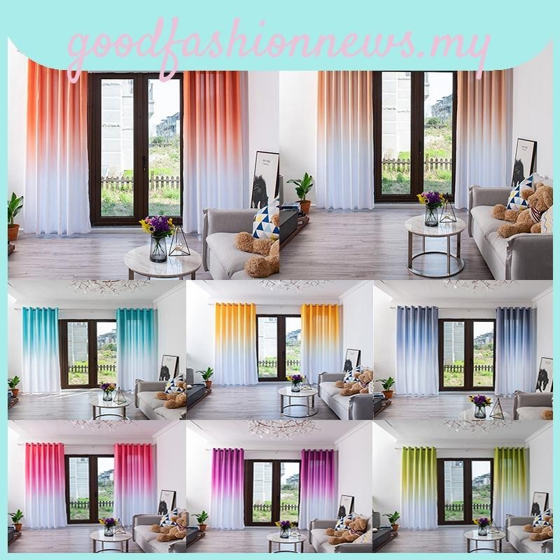 Solid Gradient Simple Color Bedroom Eyelet Ring Top Window Wall Panel ...