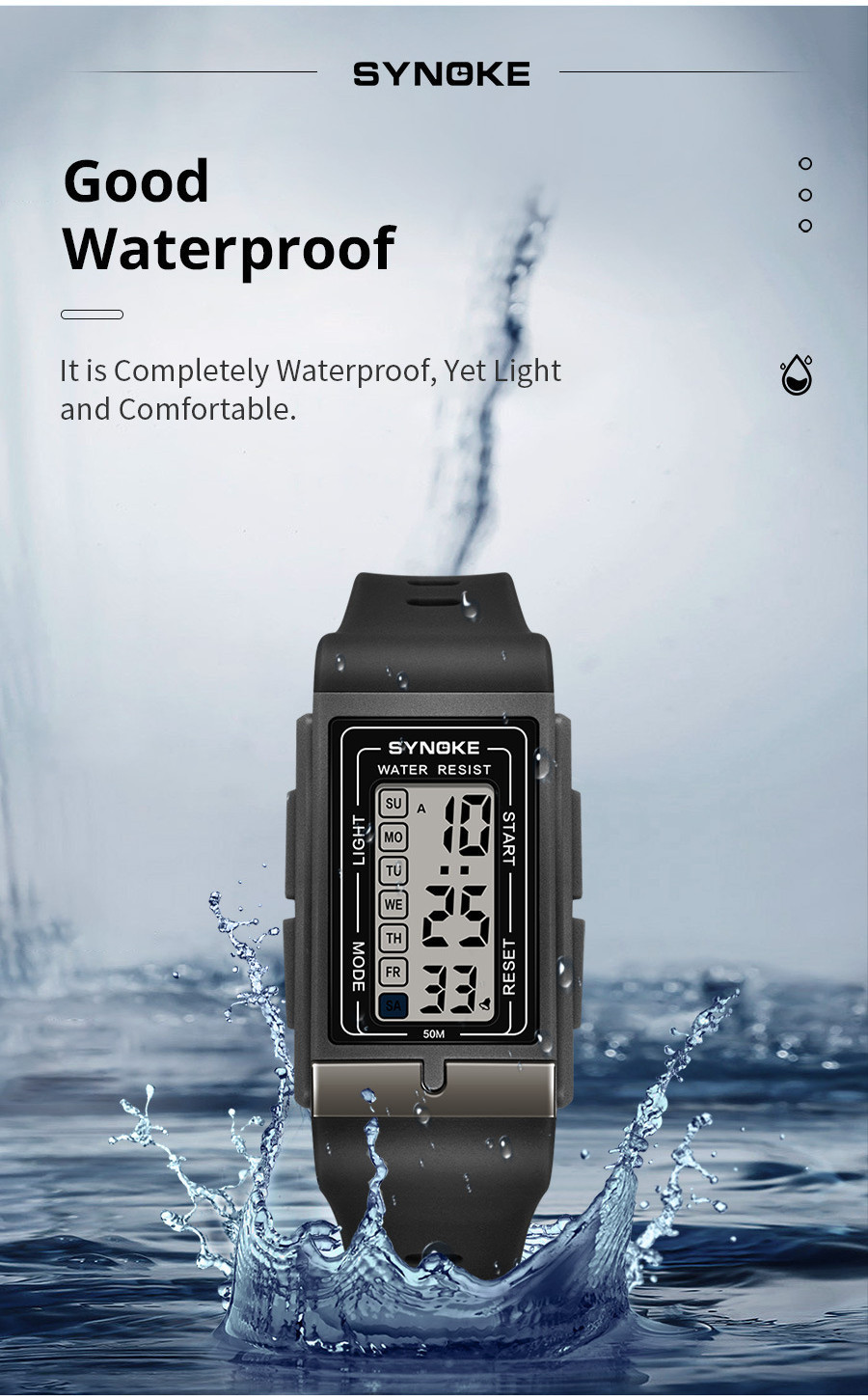 SYNOKE Digital Watches Unisex Women Men Sports Wristband Multifunction ...