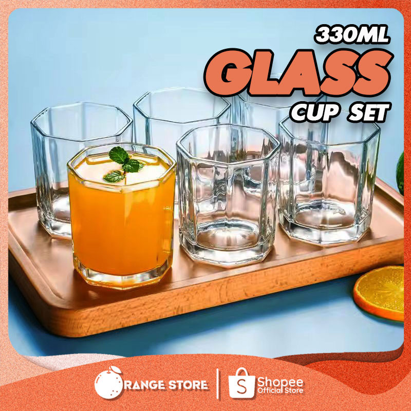 Pyramid 6 Pcs Glass Cup Set 330ml Volume High Quality Glassware Fancy ...