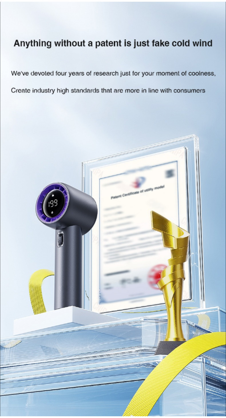 GF02 Handheld Fan 199 Level Strong Wind Portable Bladeless Fan ...