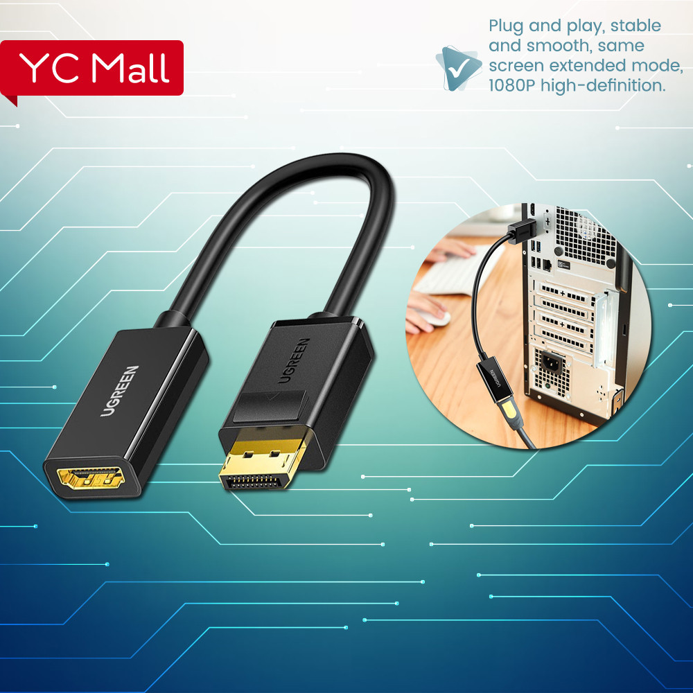 UGREEN 25CM 1080P DisplayPort DP Male to HDMI Female Cable Adapter ...