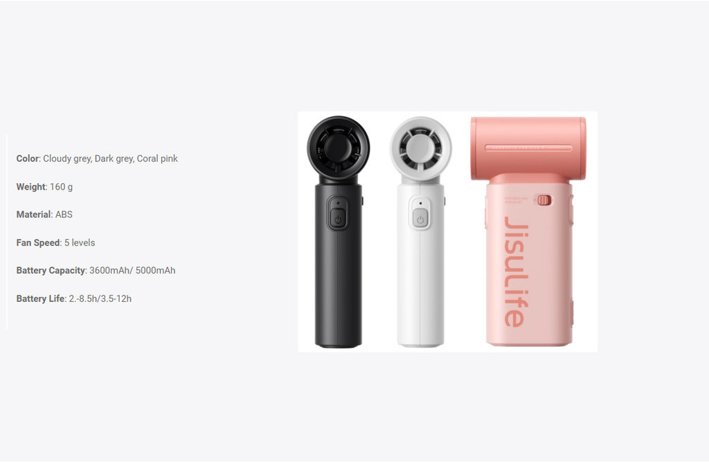 JISULIFE PORTABLE HANDHELD FAN LIFE 9 MINI STRONG FAN 3600mAH / 5000mAH ...