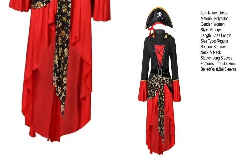 YOF Anime Role-playing Outfit Halloween Party Attire Sexy Pirate Queen ...