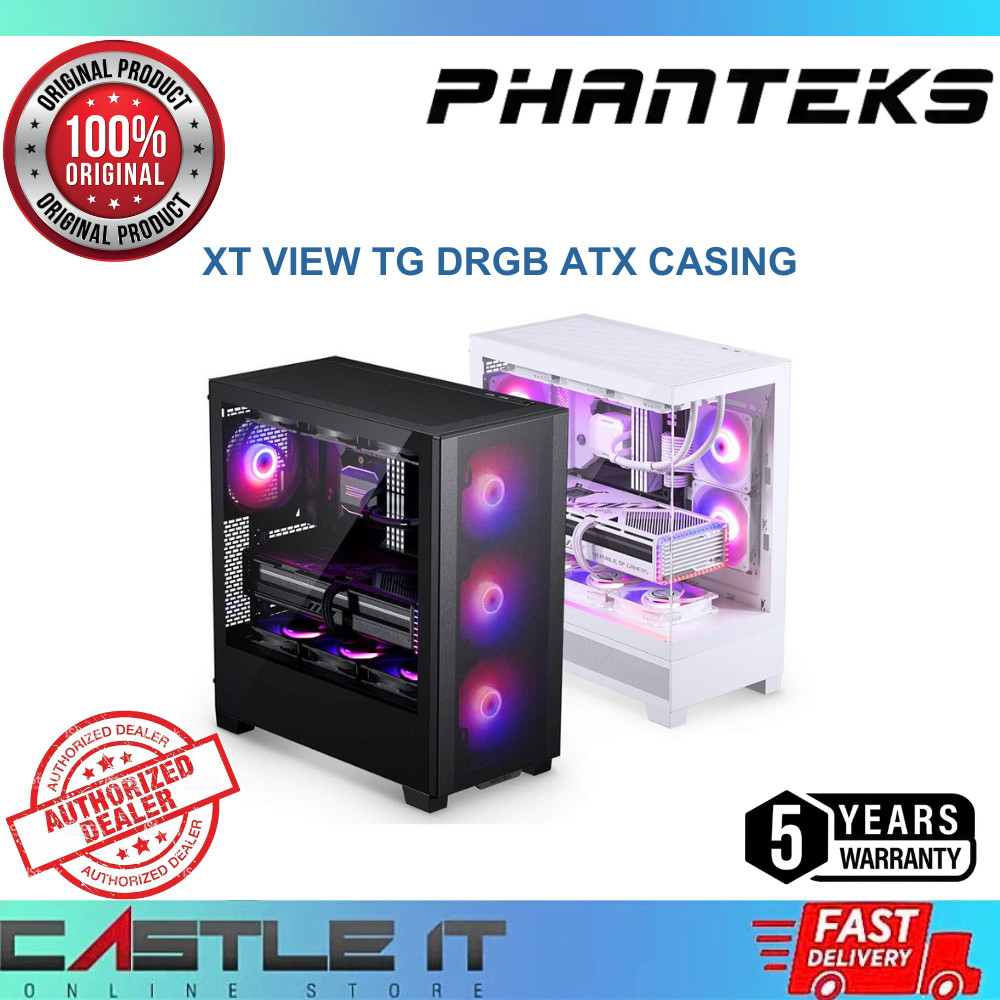 PHANTEKS XT VIEW TG DRGB ATX Casing – Black/White | 5 Years Warranty | Tempered Glass | High ...