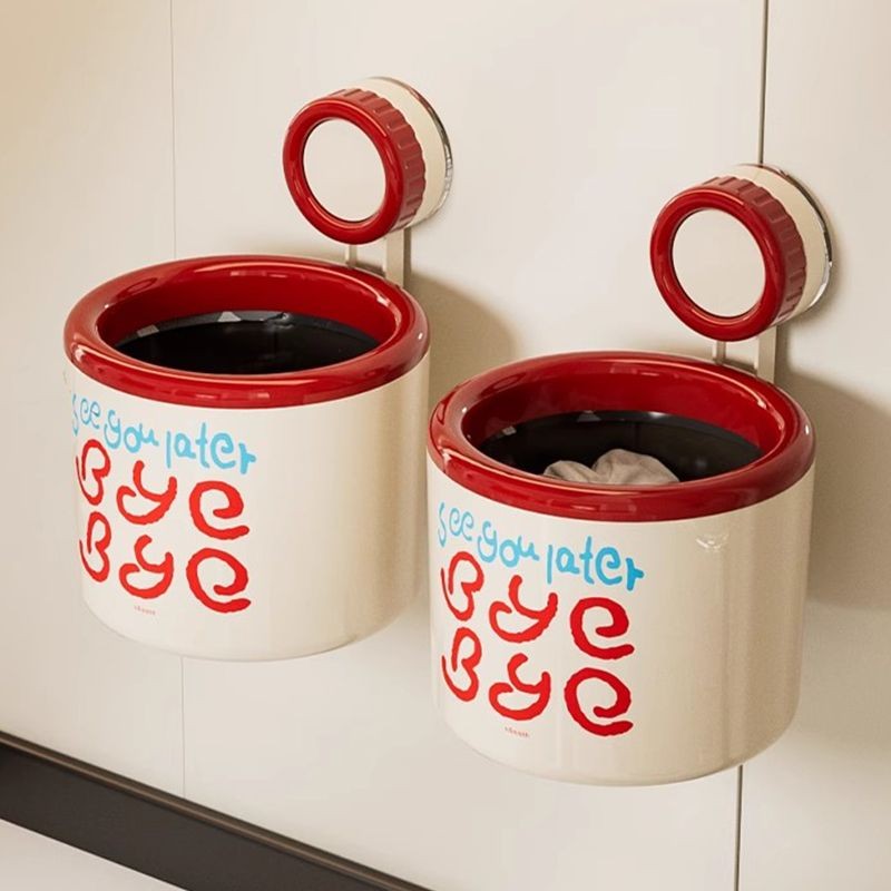 Suction Cup Trash Can Wall-Mounted Face Towel Storage Cute Mini Storage ...