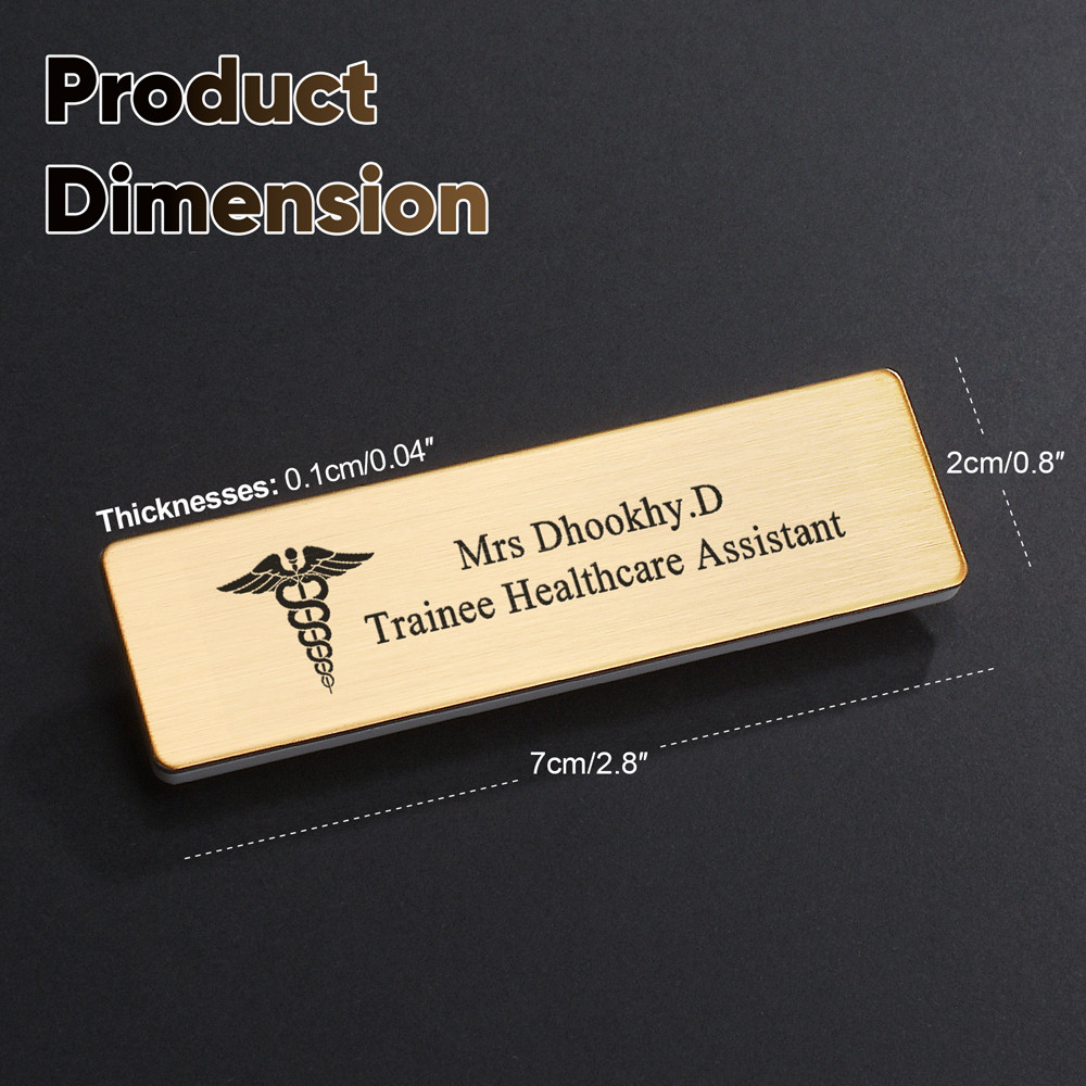 70x20MM Engrave Your Logo Text Plate Customize Badge Personalize Brooch ...