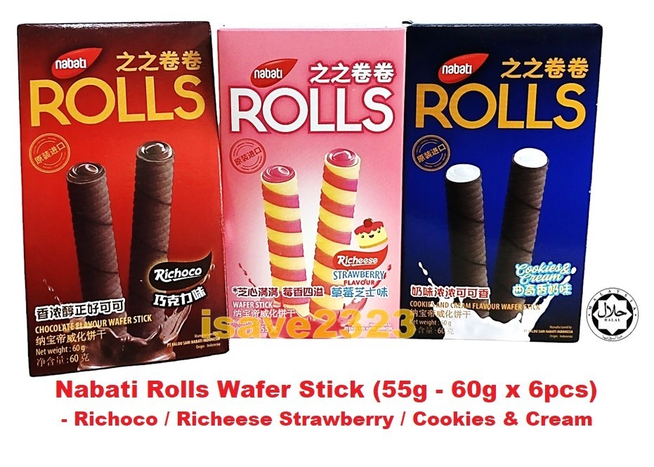 Nabati Rolls (Cookies&Cream / Richoco / Richeese Strawberry) 55-60g | Shopee Malaysia