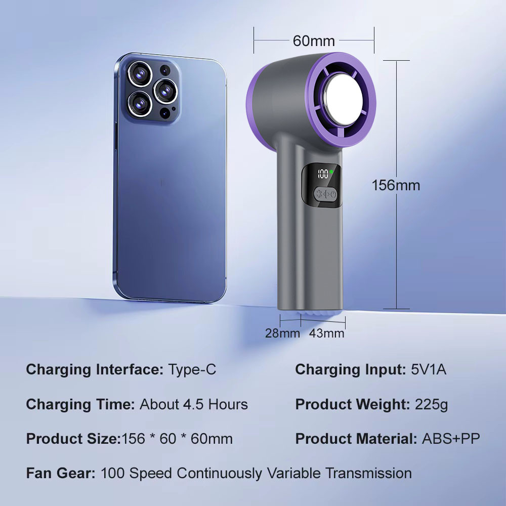 Mini Handheld Outdoor High Speed Air Cooling Fan 100-Gear Speed Digital ...