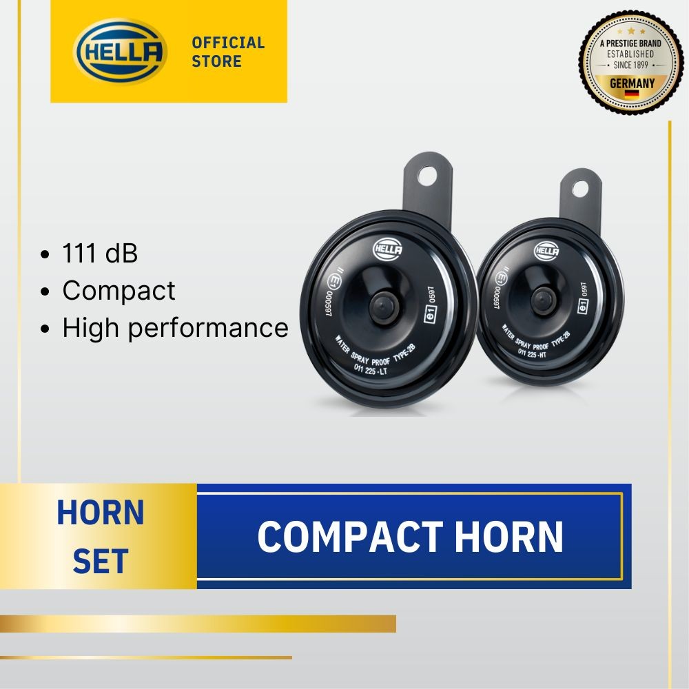HELLA Compact Horn 12V for passenger cars 111dB dual tone 3AM 011 225 ...