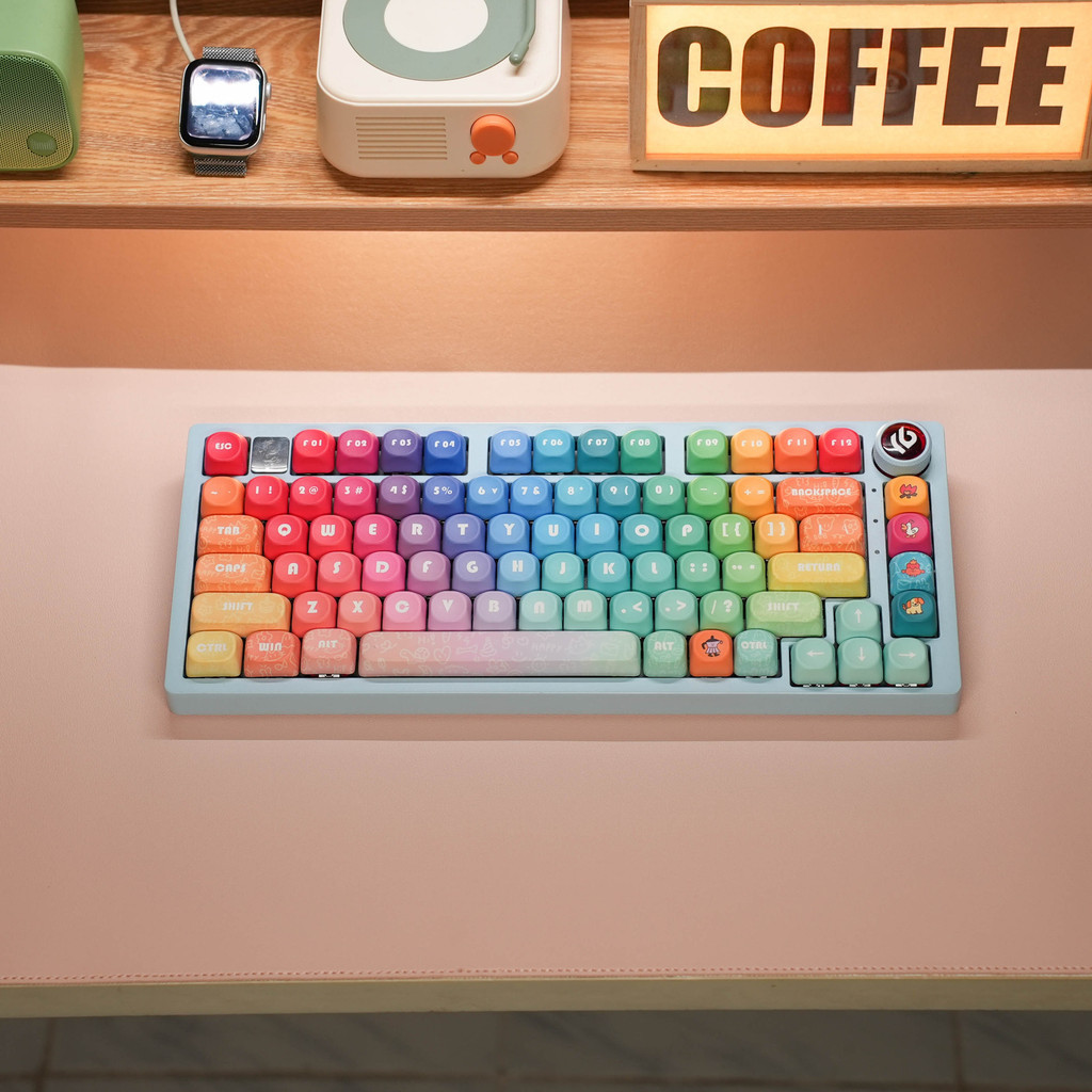 Rainbow Set Keycap Circular Cap MOA Profile PBT DYE-SUB 135 Keys for MX ...