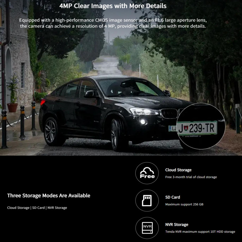 Tenda Latest 4MP/2MP Ai Smart F1.6 Lens Auto Patrol Outdoor Wireless ...