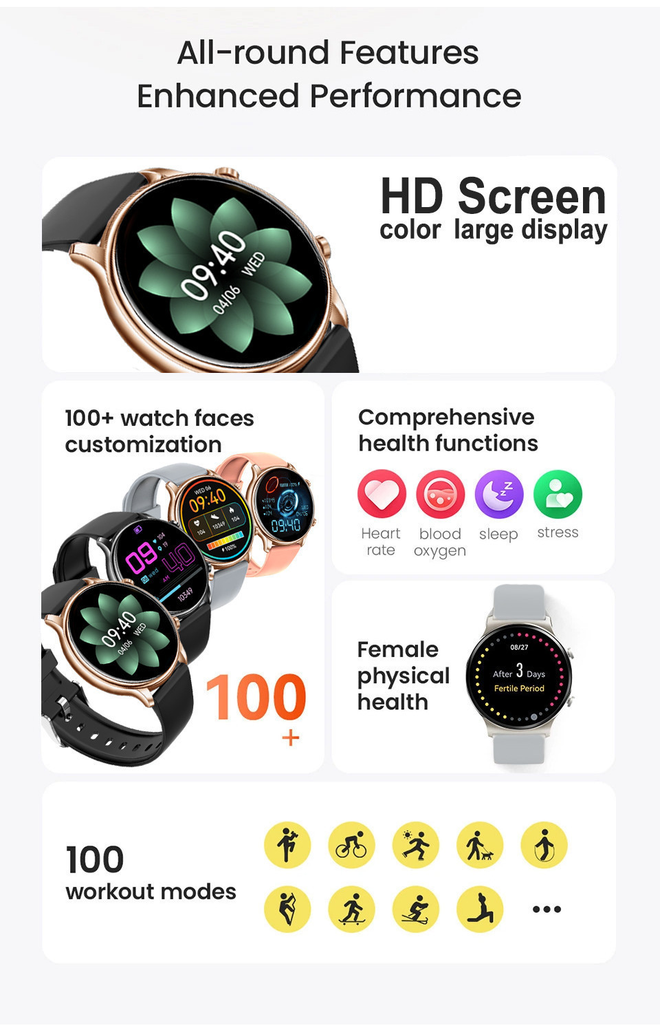 SUBMARINE Smart Watch SMART TREX URANUS Series Bluetooth Call Fitness ...