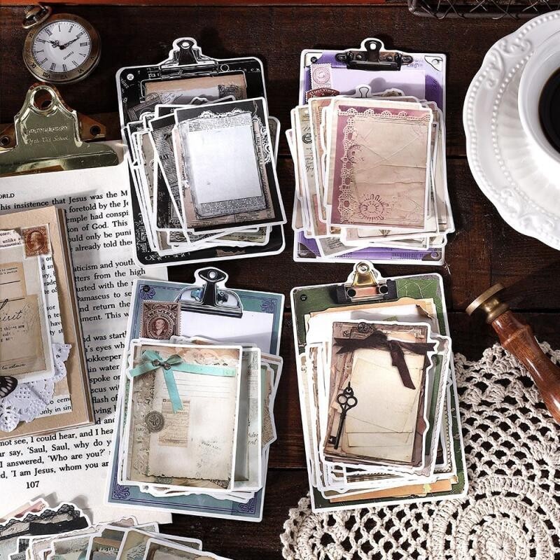ENWEI 15 Pcs [Memory Post Office Series] Vintage Journal Stickers White ...