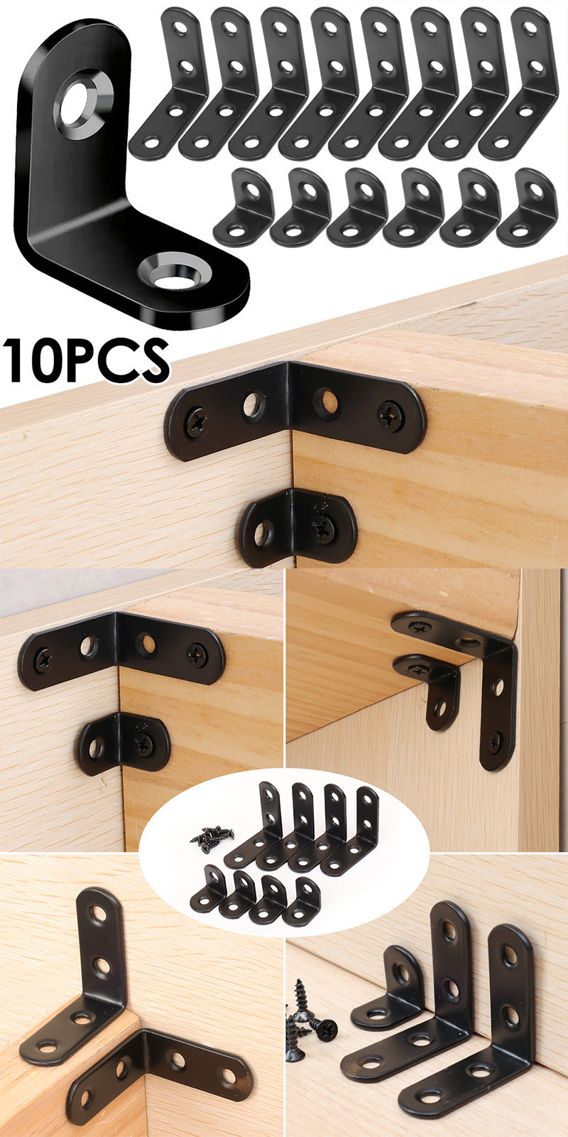 10 Sets 90 Degree Right Angle Corner Connector - L Shaped Bracket ...