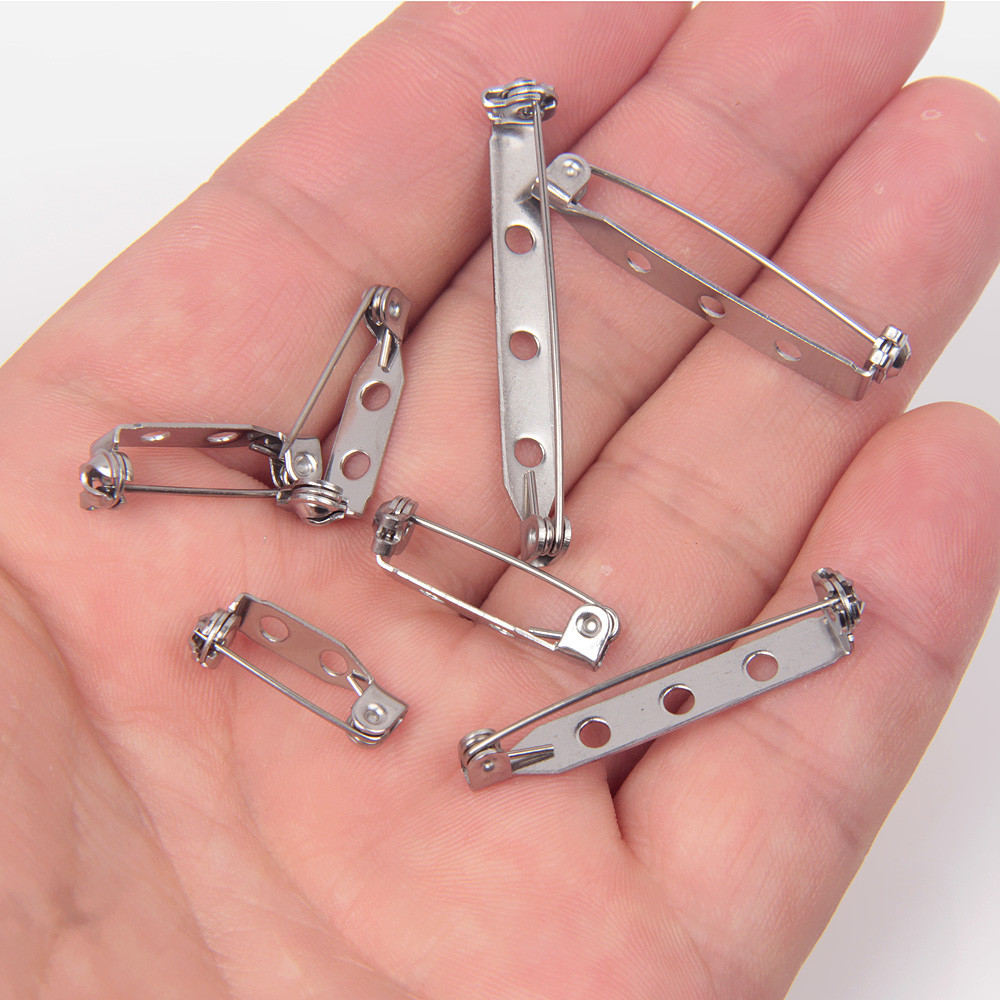 XHN20pcs High Quality Stainless Steel Safety lock Pins Brooch Base Back ...