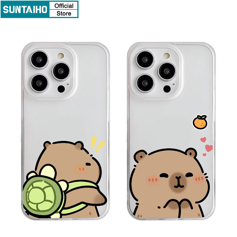 Suntaiho Funny Cute Casing Capybara Pattern Clear Frosted Case for ...