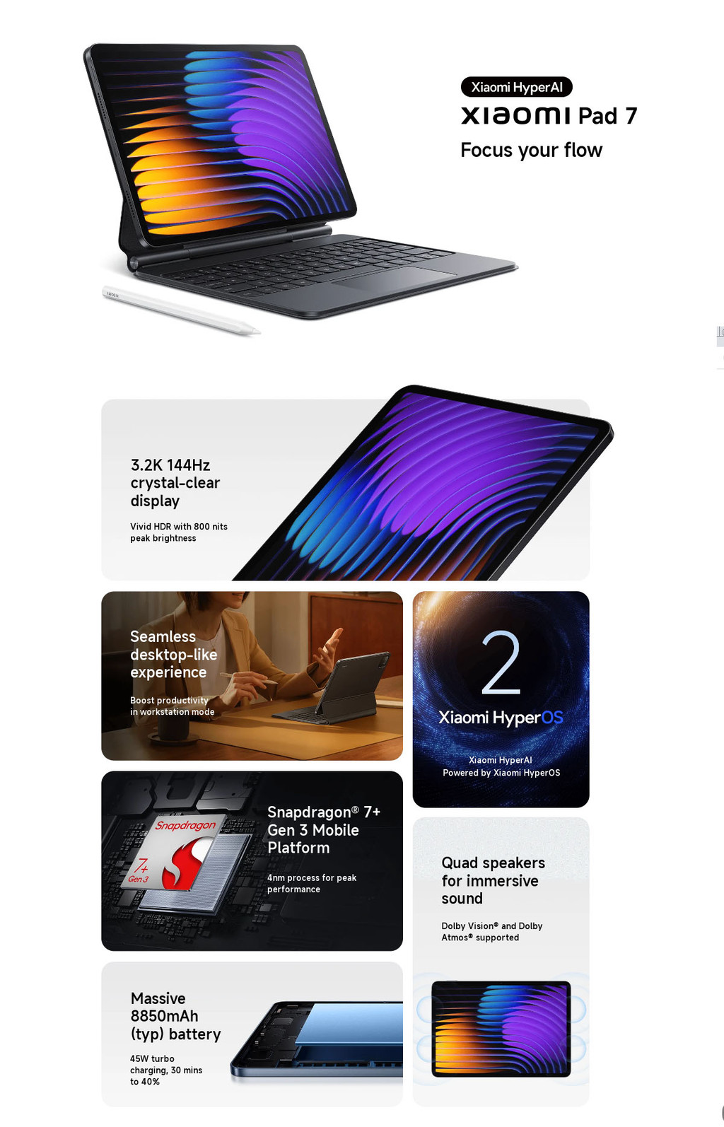 Xiaomi Pad 7 Series Tablet | Qualcomm Snapdragon Series | 11.2" Crystal ...