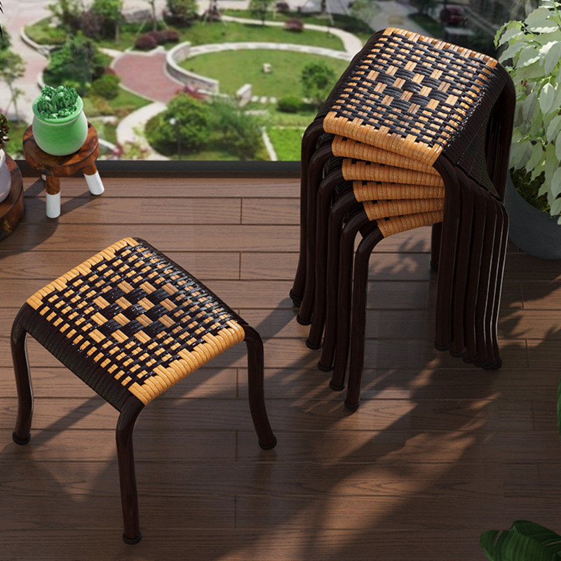 Vine Woven Stool For Home Use Stackable Balcony Small Stool Plastic ...