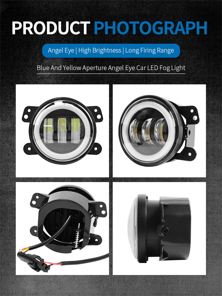 2 Pieces Wrangler 3.5inch 4 Inch 40W Blue Fog Light with Aperture LED ...