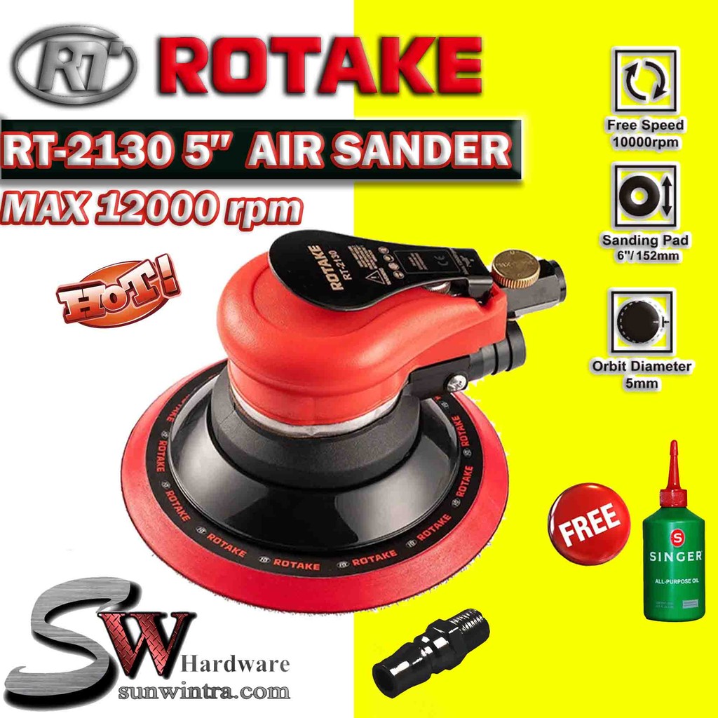 ROTAKE 5" Air Sander Orbital Air Sander RT-2130 F.O.C 1x Singer Oil ...