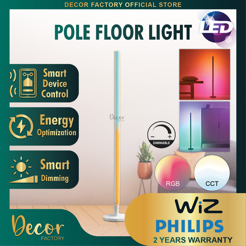 PHILIPS WiZ Pole Floor Light 3 Colour LED + RGB Multicolour Stand Lamp ...