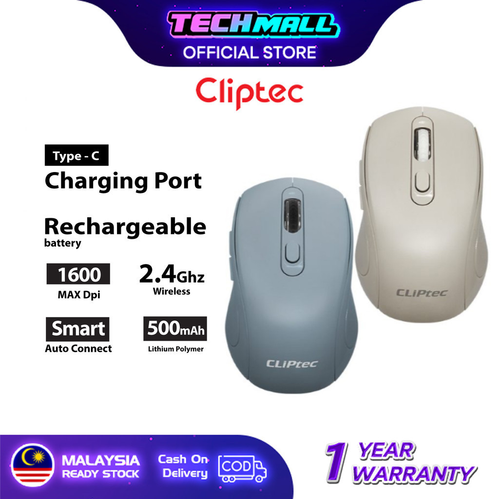 CLiPtec RZS620 ION-SPIRIT 2.4Ghz 1600dpi Rechargeable Wireless Mouse ...