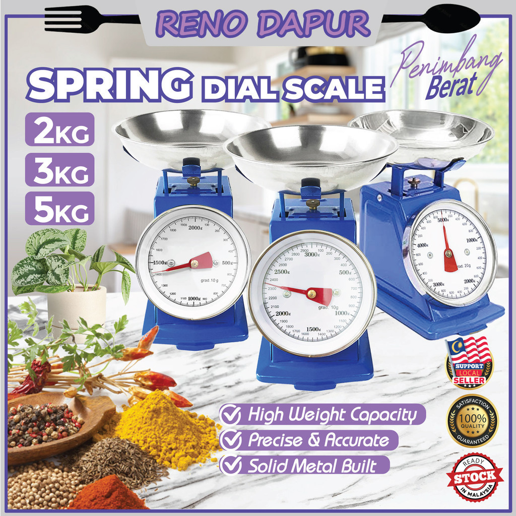 2KG 3KG 5KG Mechanical Weighing Scale Dial Spring Flat Top Measure ...