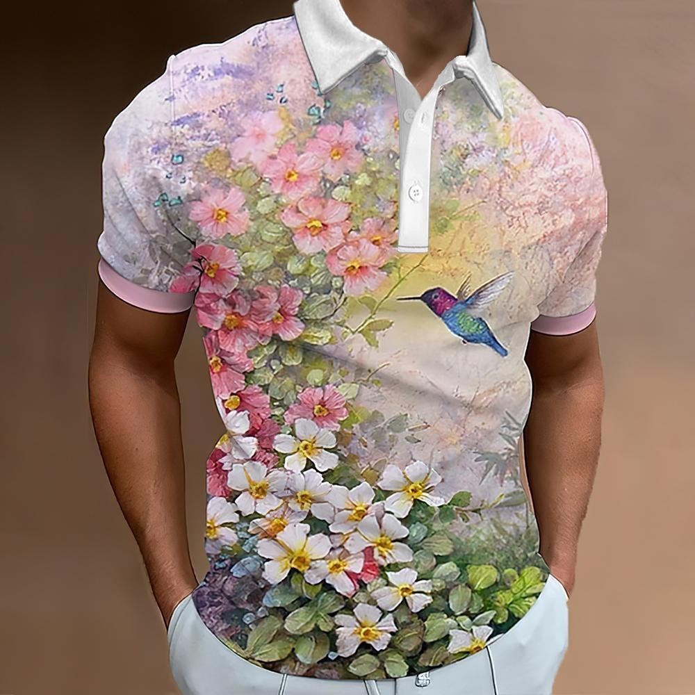 Men's Zip Polo Polo Polo Polo Shirt Golf Shirt Pattern Printed ...
