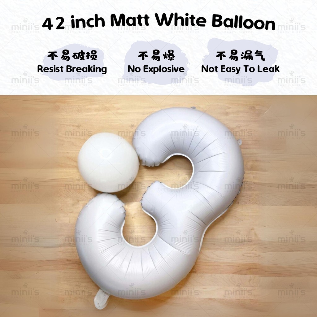 MINIIS INS Style 42 Inch Number Balloon 0-9 Matte White Number Foil ...